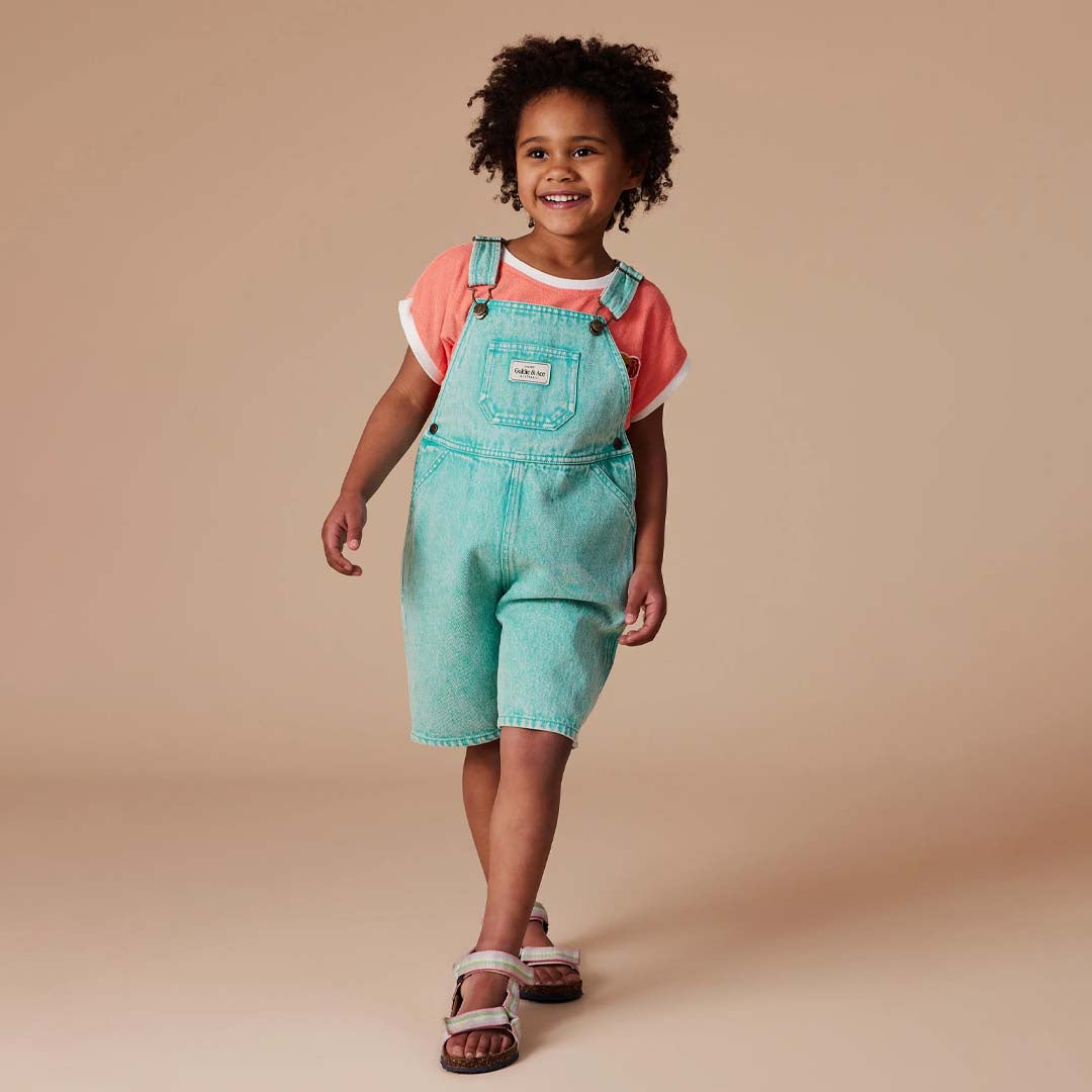Goldie + Ace Burton Vintage Washed Denim Overalls | Turquoise