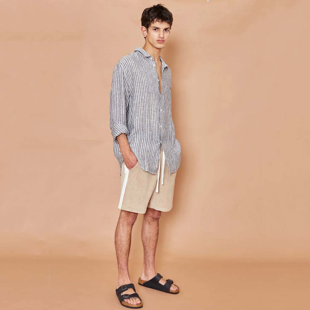 Kore Studios Navy Stripe Amalfi Linen Shirt | BY SAN SEBASTIAN